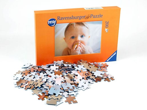 Puzzle personnalisé 200 pieces - boite pieces de puzzle orange
